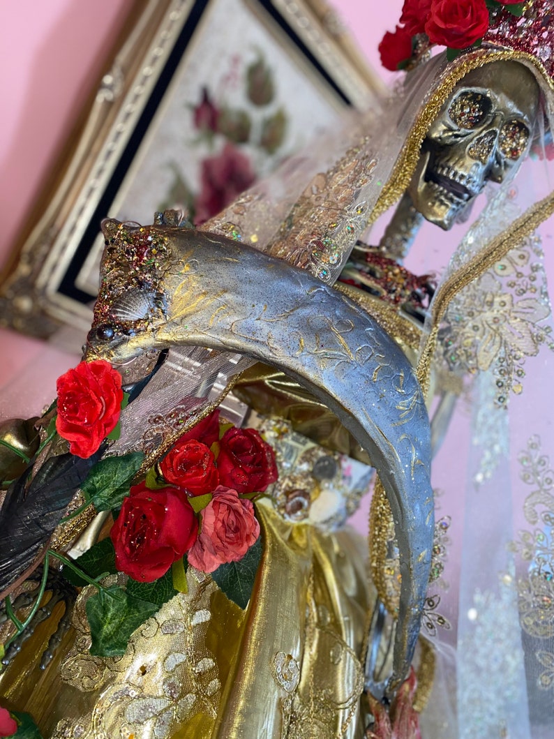 Custom Made to Order gold and Rose Santa Muerte 3ft Doll/statue - Etsy