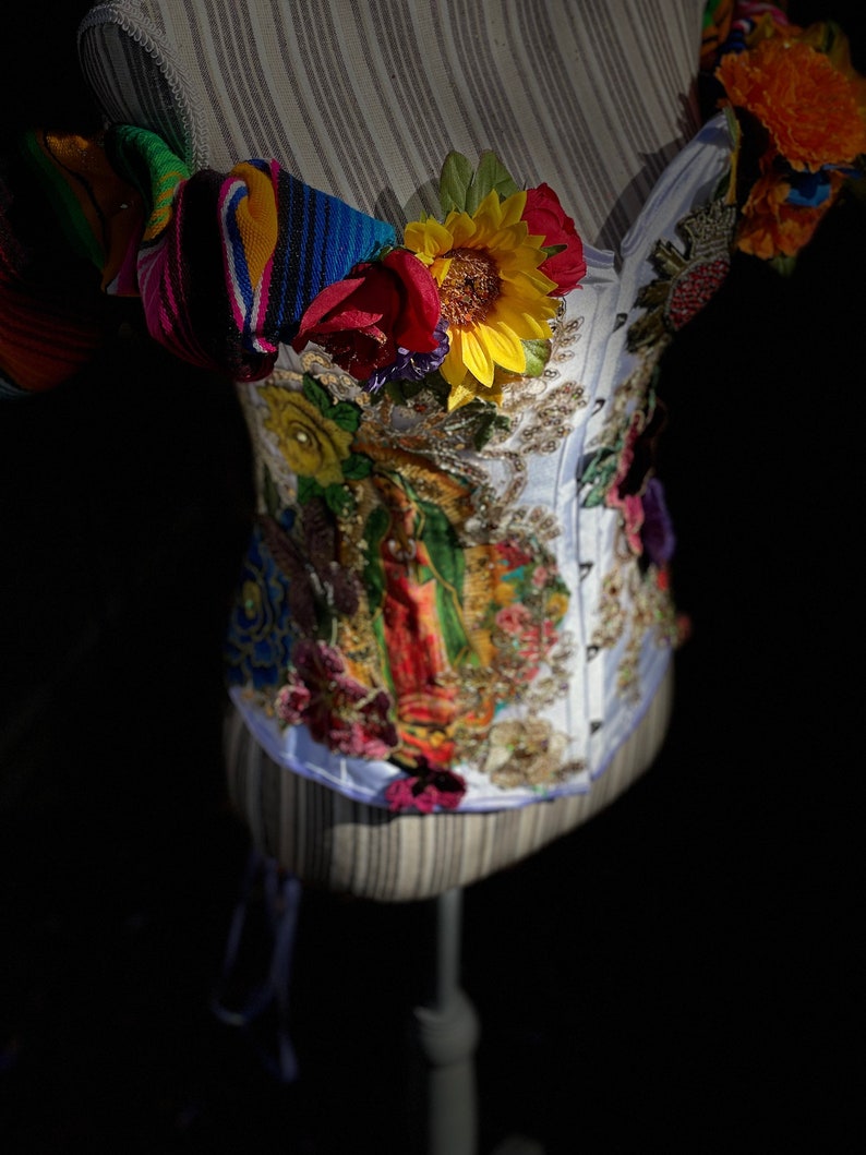 Custom PRIDE Catrina Corset Virgin De Guadalupe With Serape Sleeve Made ...