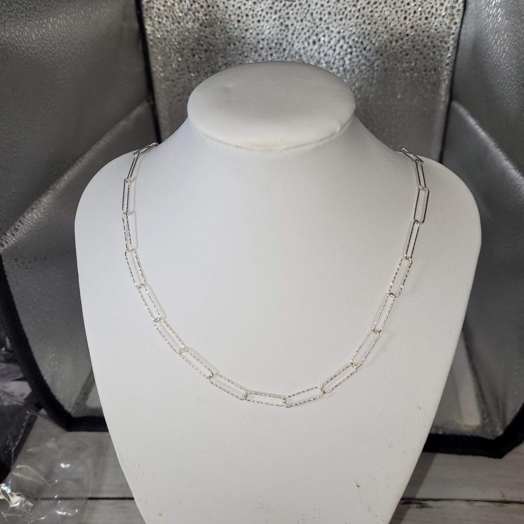 Paper Clip Diamond Cut Sterling Silver Chain, .925 Sterling Silver ...