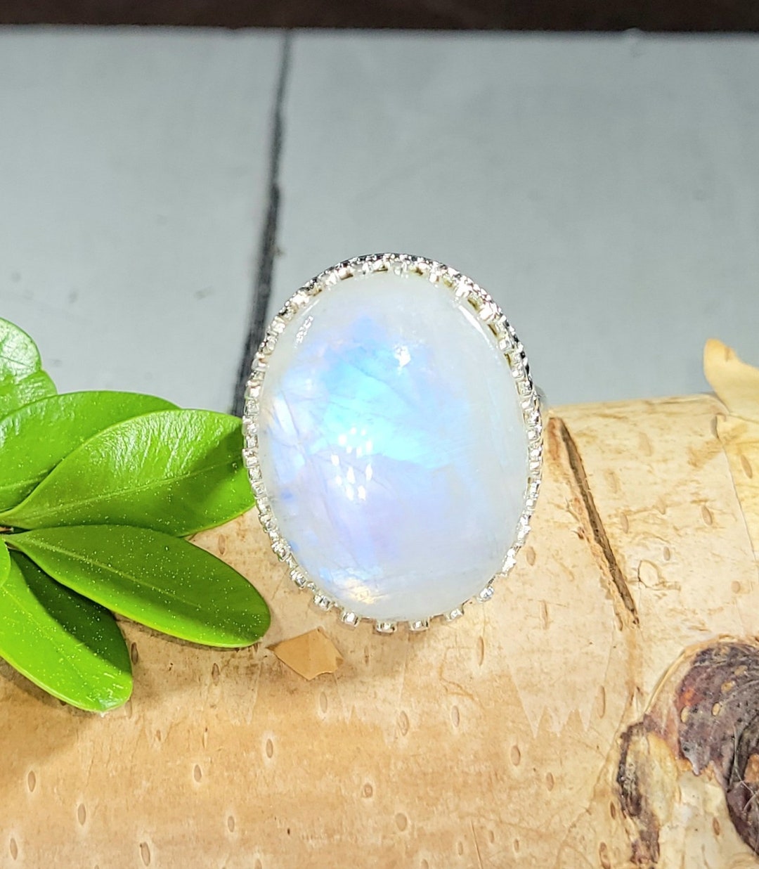 Moonstone Ring, Handmade Moonstone Sterling Silver Ring Size 9 ...