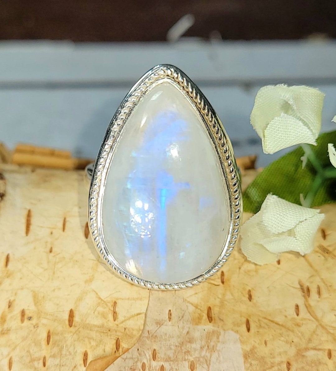 Rainbow Moonstone Ring, Moonstone Ring, Moonstone Sterling Silver Ring ...