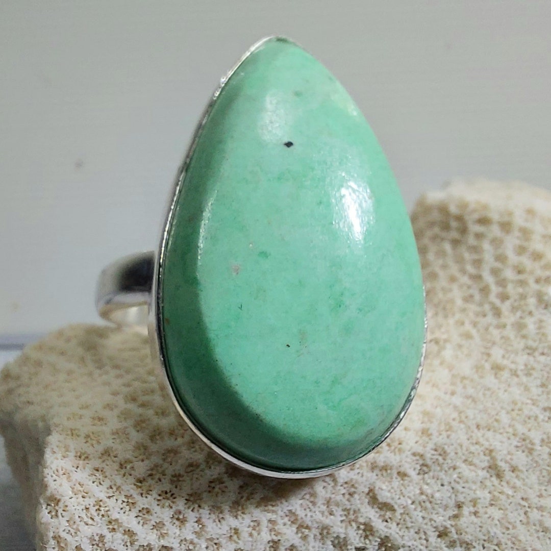 Variscite Ring, Variscite Sterling Silver Ring, Handmade Ring Size 8 1/ ...