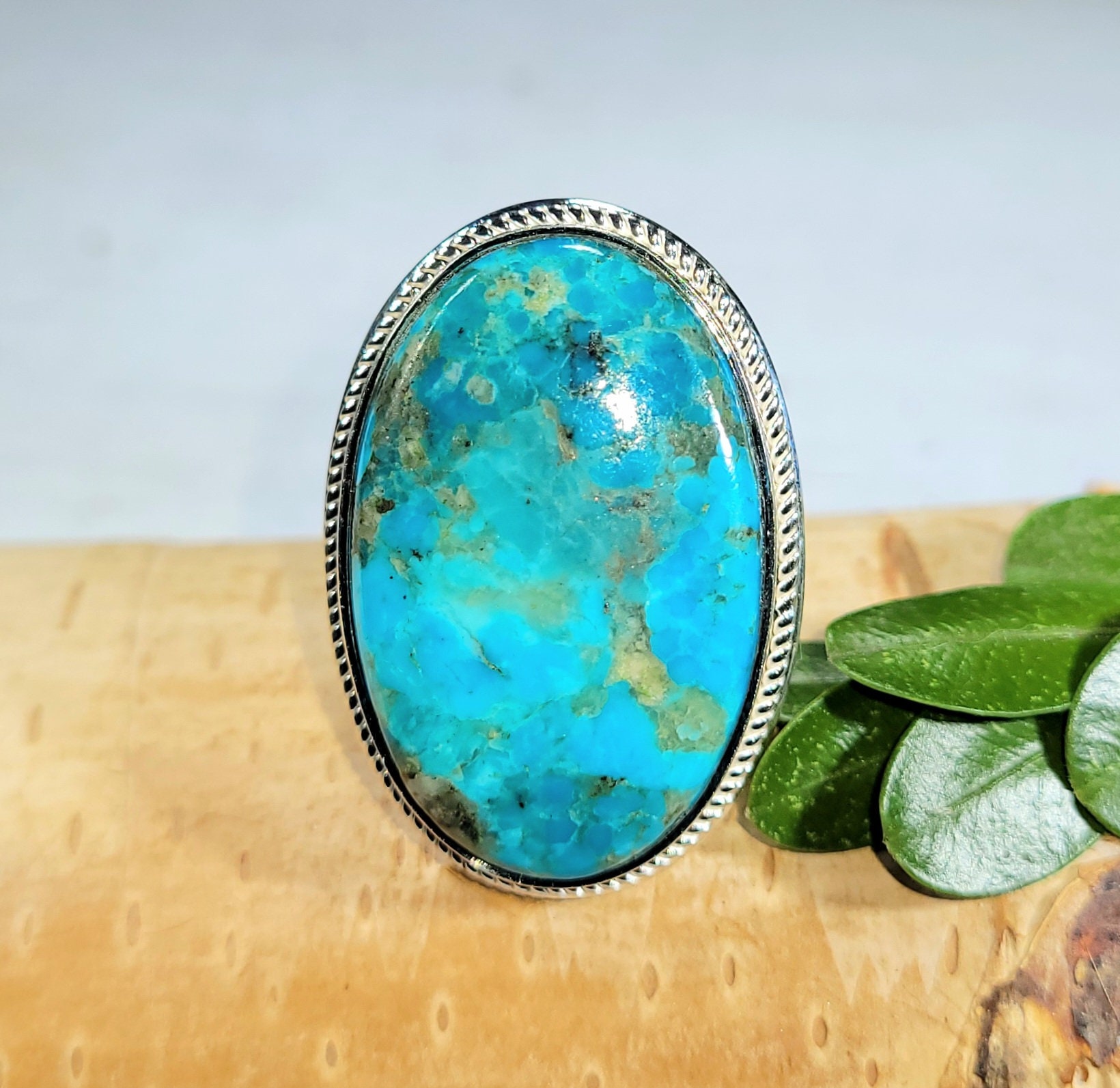 Kingman Turquoise Ring, Turquoise Ring, Arizona Turquoise .925 Sterling ...