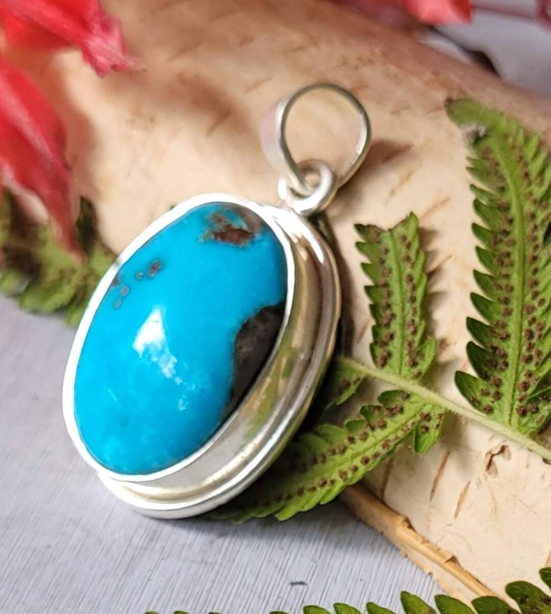 Turquoise Pyrite Sterling Silver Pendant: Handmade Gemstone Jewelry - Etsy