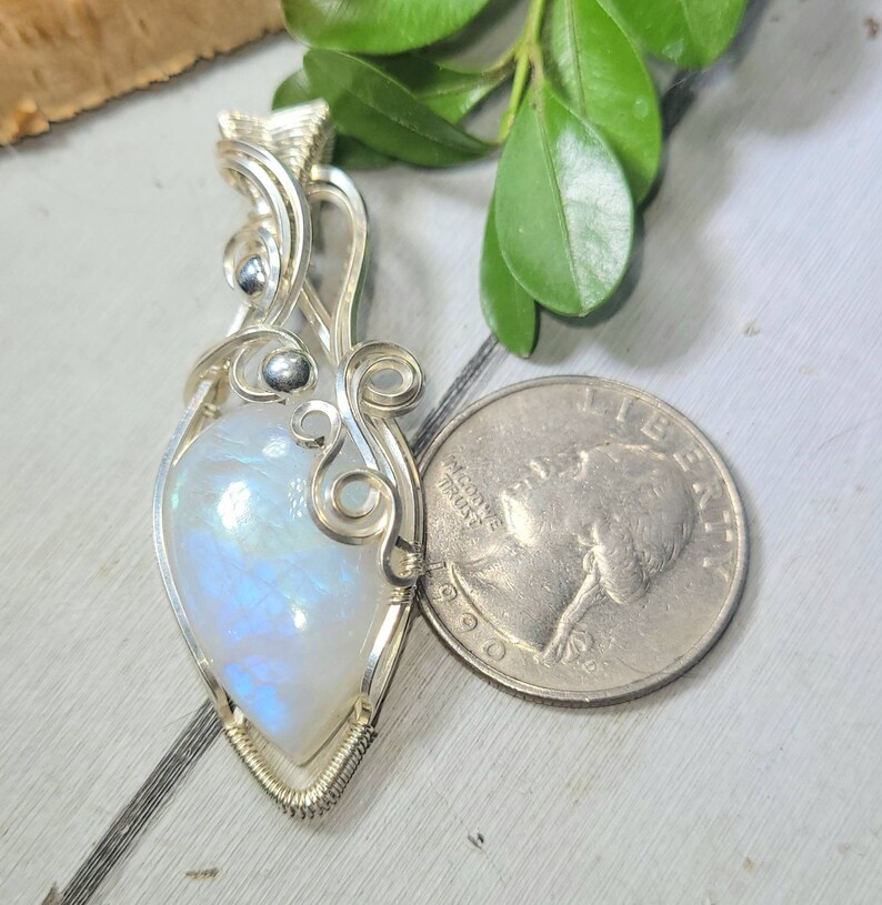 Moonstone Pendant, Hand Wire Wrapped Sterling Silver Moonstone Pendant ...