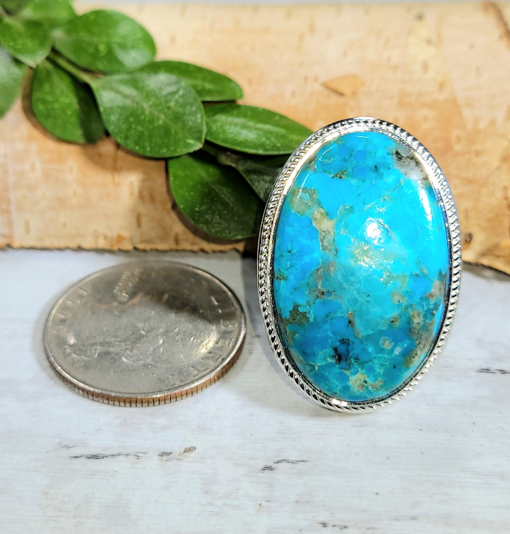 Kingman Turquoise Ring, Turquoise Ring, Arizona Turquoise .925 Sterling ...