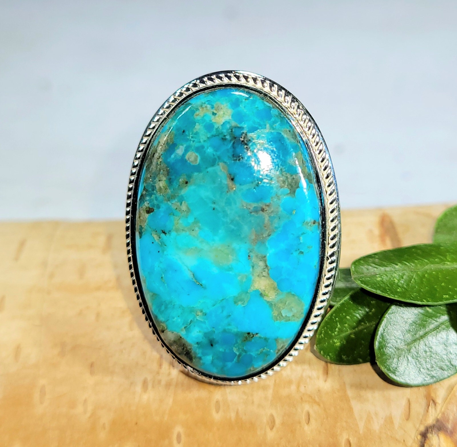 Kingman Turquoise Ring, Turquoise Ring, Arizona Turquoise .925 Sterling ...