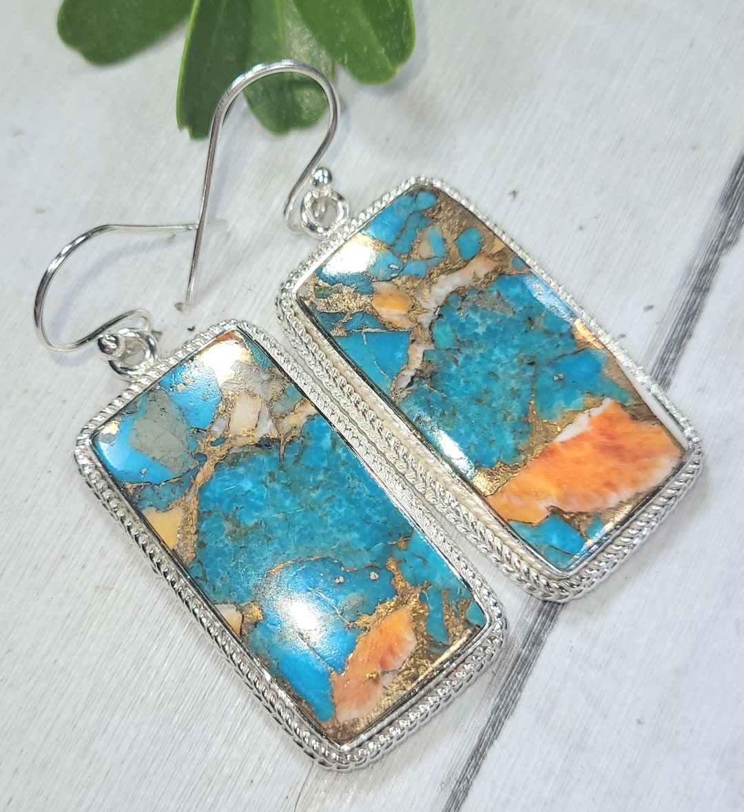 Natural Top Quality Color Spiny Oyster Turquoise .925 Sterling Silver ...