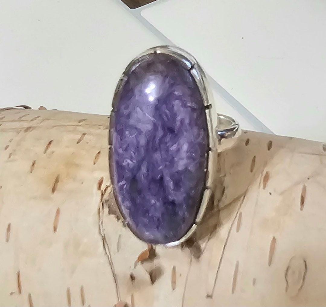 Charoite Ring, Sterling Silver Charoite Ring, Size 6.75, Handmade ...