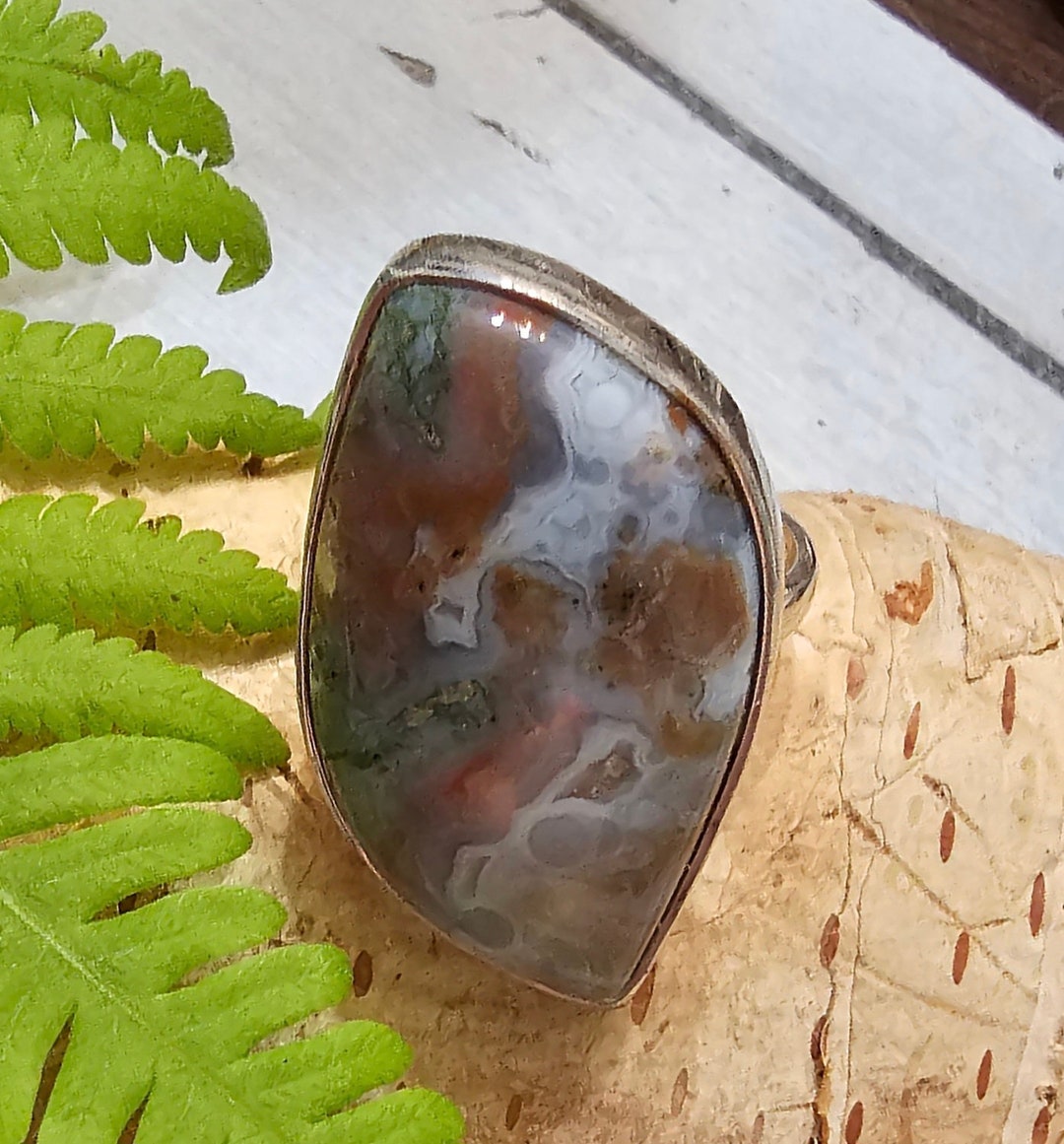 Ocean Jasper Ring, Sterling Silver Ring Size 6.5, Handmade Ring, FK38 ...