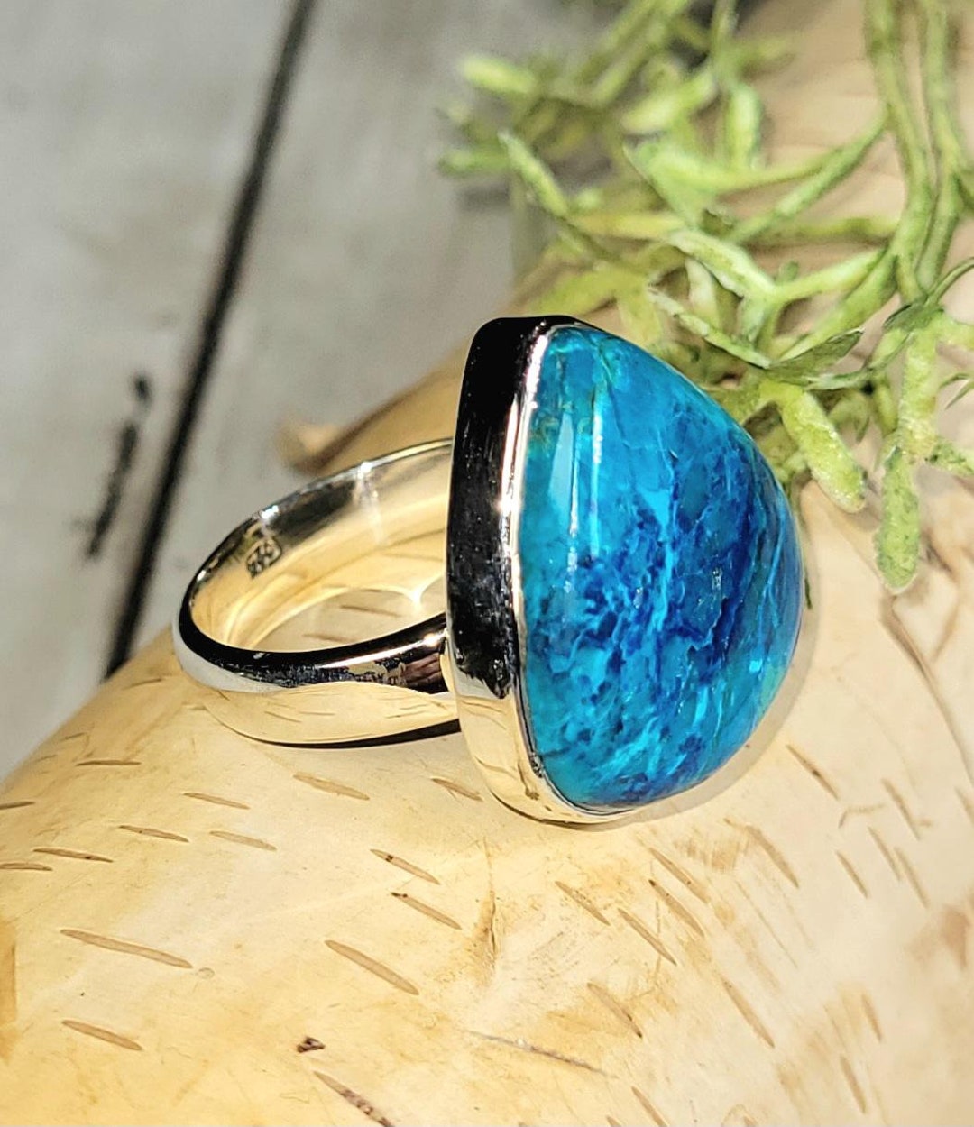 Shattuckite Sterling Silver Ring, Natural Shattuckite Ring, Quality ...