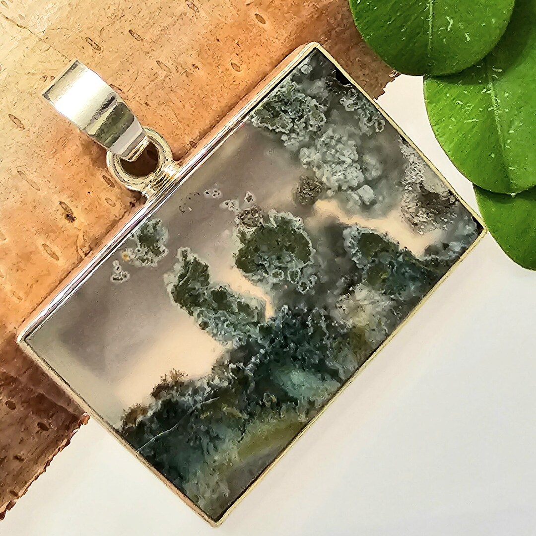 Scenic Moss Agate Pendant, Scenic Moss Agate Sterling Silver Pendant ...