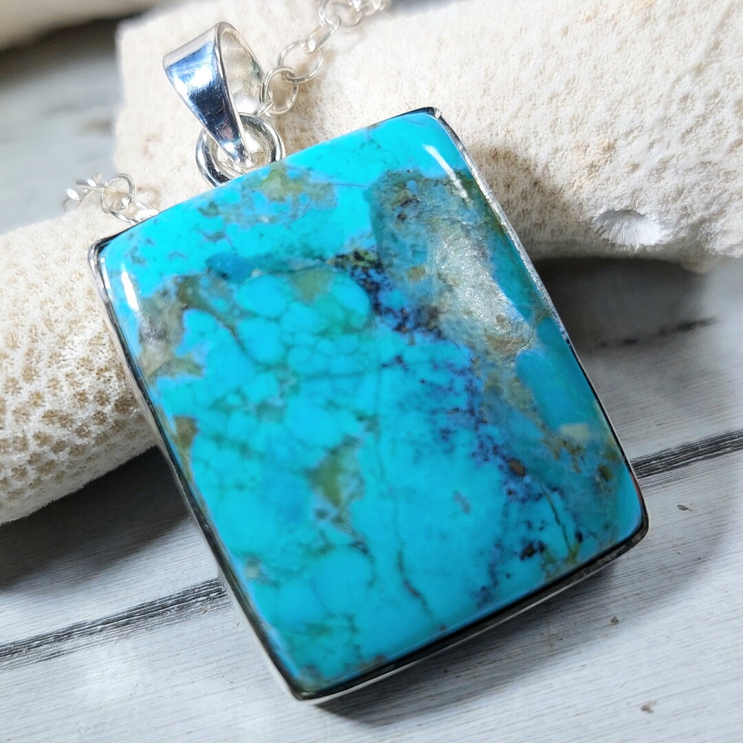 Turquoise Pendant, Sterling Silver Turquoise Pendant, Kingman Arizona ...