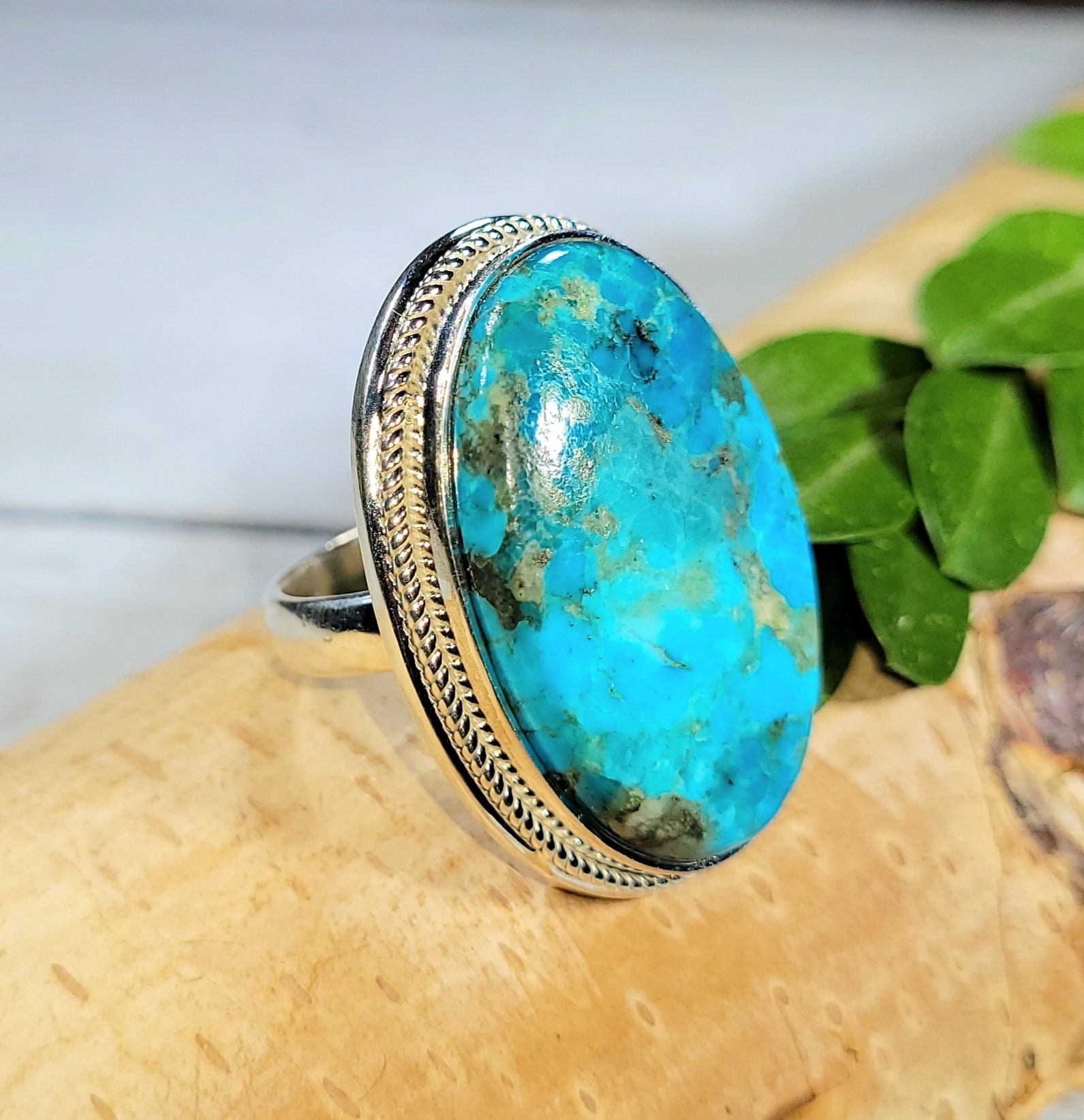 Kingman Turquoise Ring, Turquoise Ring, Arizona Turquoise .925 Sterling ...