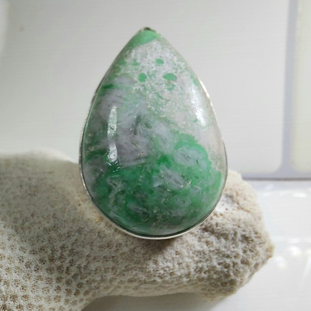 Variscite Ring, Variscite Sterling Silver Ring, Handmade Ring Size 7 3/ ...