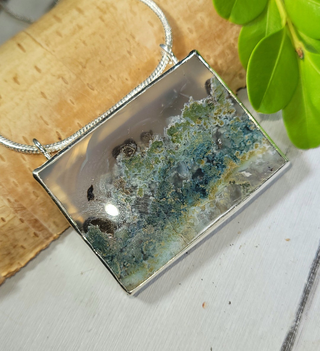 Scenic Moss Agate Pendant, Scenic Moss Agate Sterling Silver Pendant ...