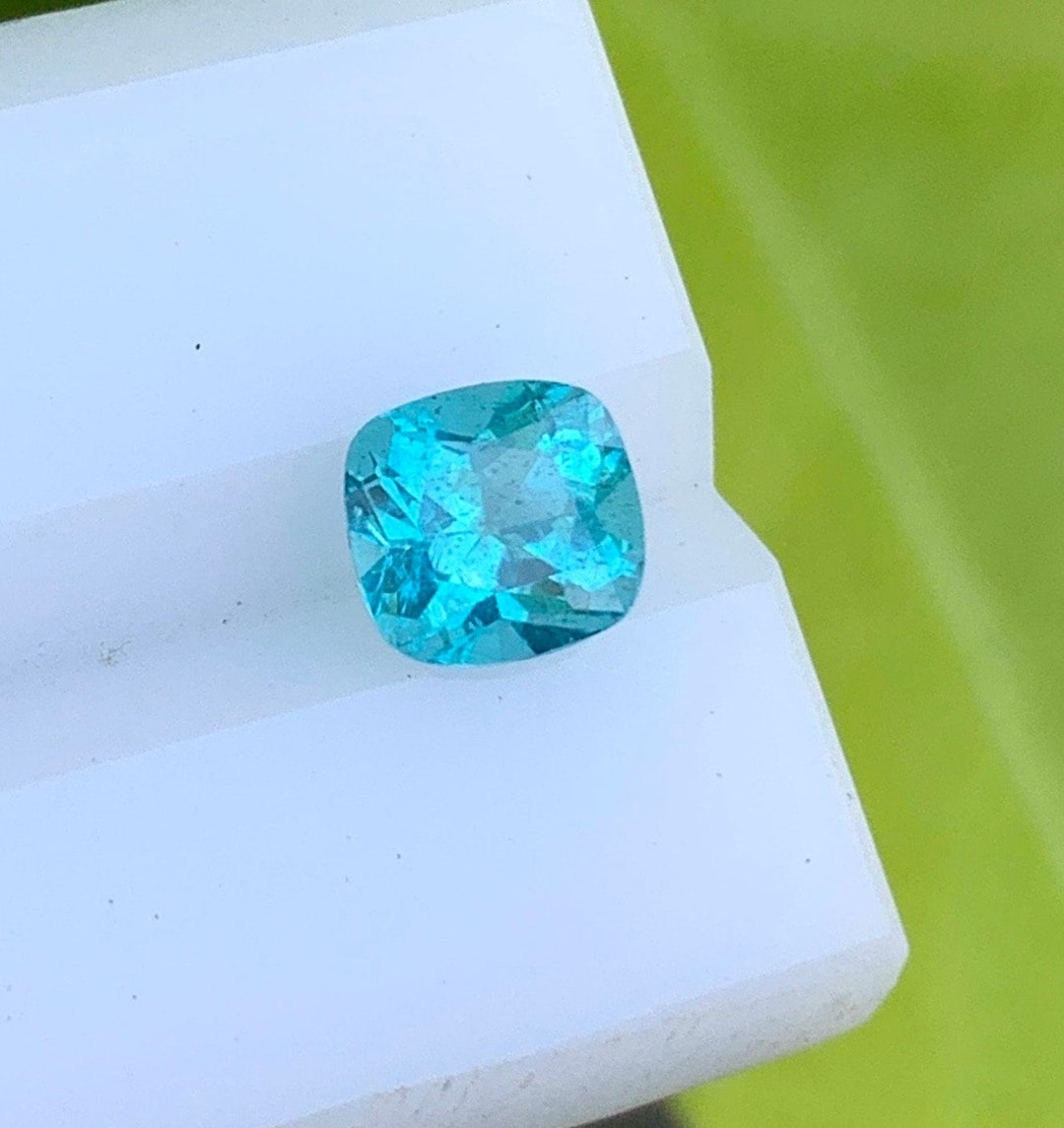 Natural Apatite Neon Blue Color in Cushion Shape , Faceted Apatite ...