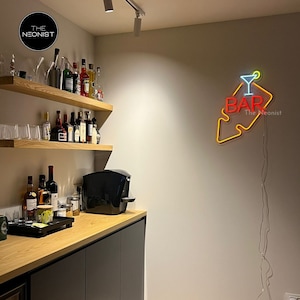 Bar Arrow Direction LED Neon Sign // Neon Sign for Bar Wall Art Decor ...