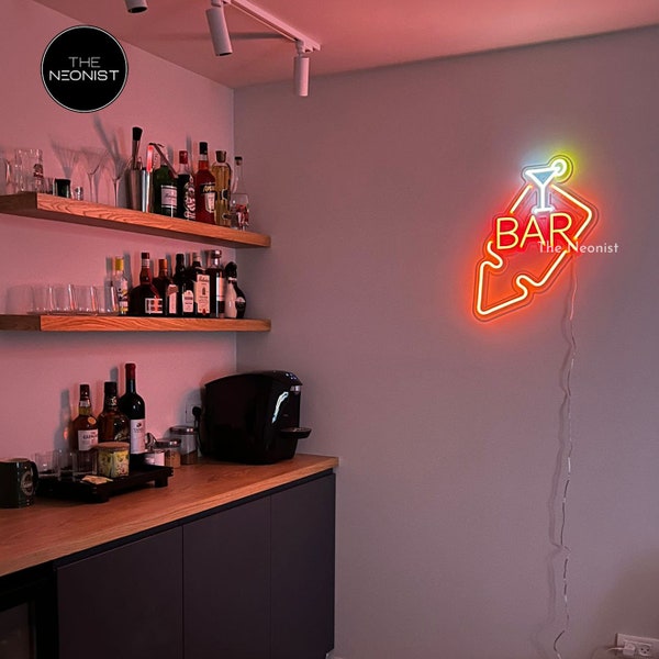 Bar Arrow Direction LED Neon Sign // Neon Sign for Bar Wall Art Decor ...