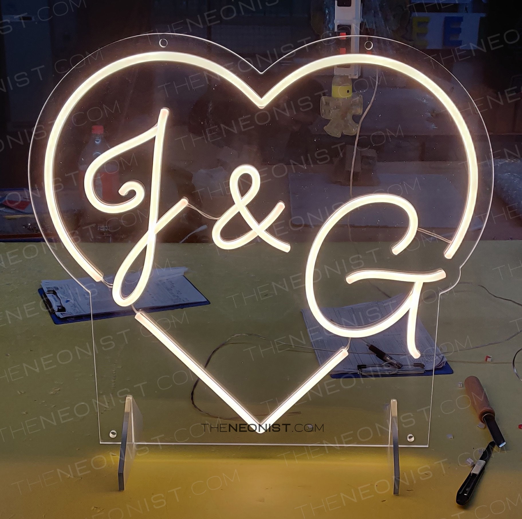 Custom Neon Sign Heart Initials Wedding LED Neon Sign Love - Etsy