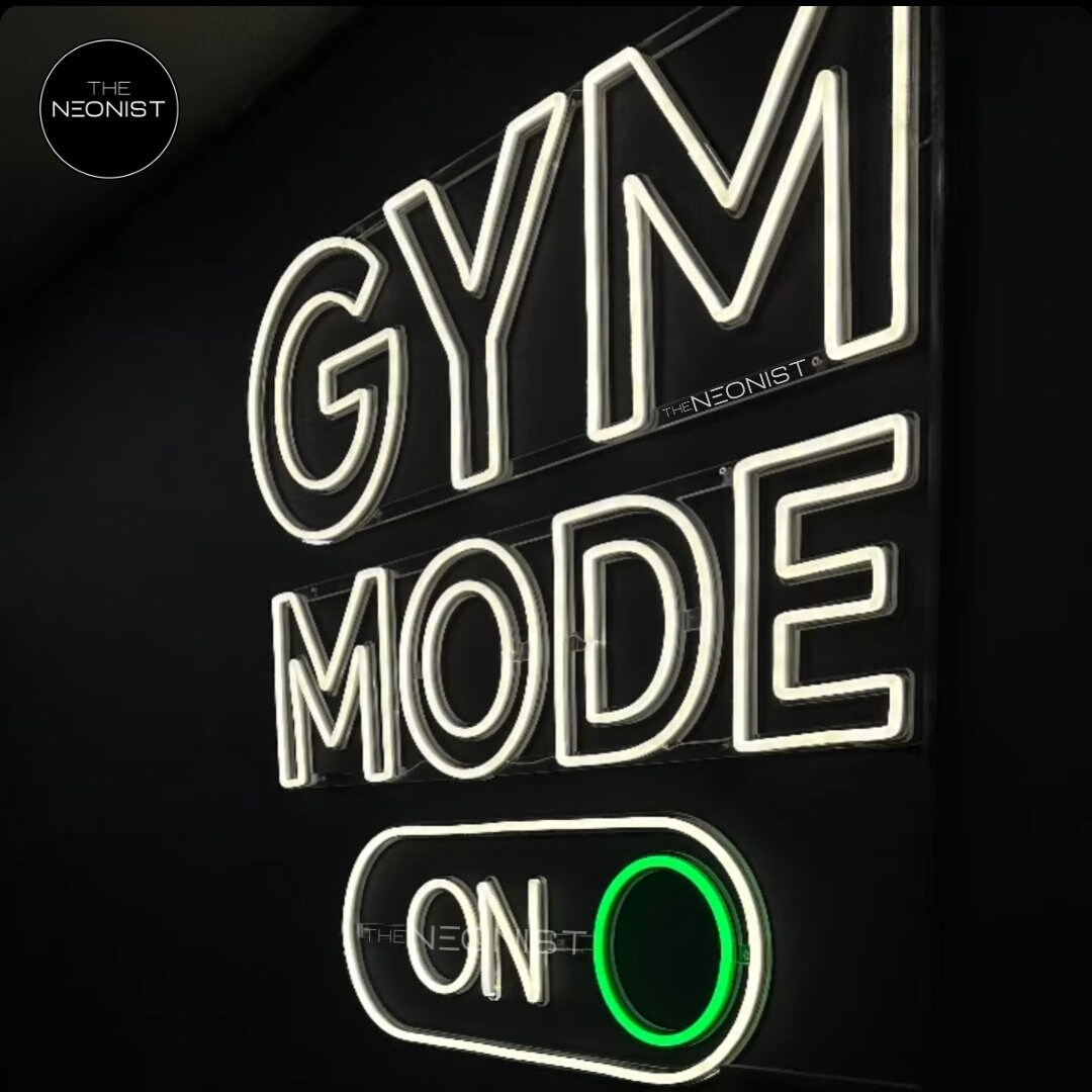 GYM MODE ON Neon Sign // Gym Neon Sign // Gym Studio Sign // Fitness ...