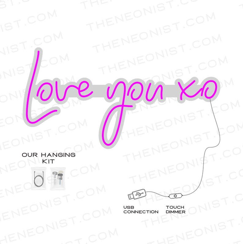 Love You Xo USB Neon Sign // Love Neon, Love Led Neon, Romantic Neon ...