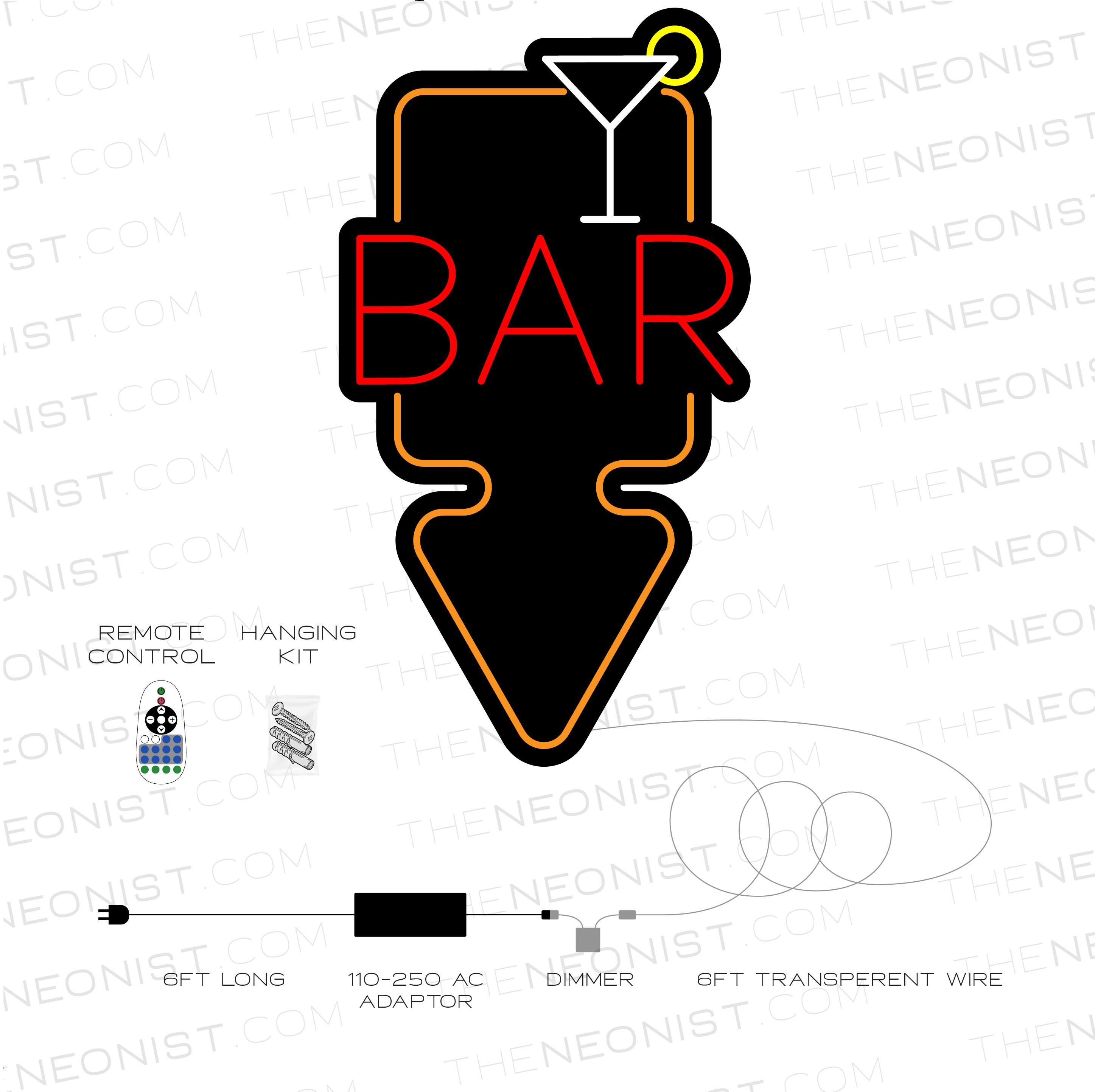 Bar Arrow Direction LED Neon Sign // Neon Sign for Bar Wall - Etsy