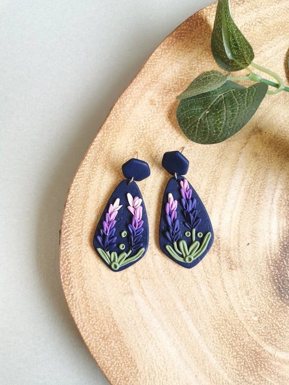 Lavender clay earrings store