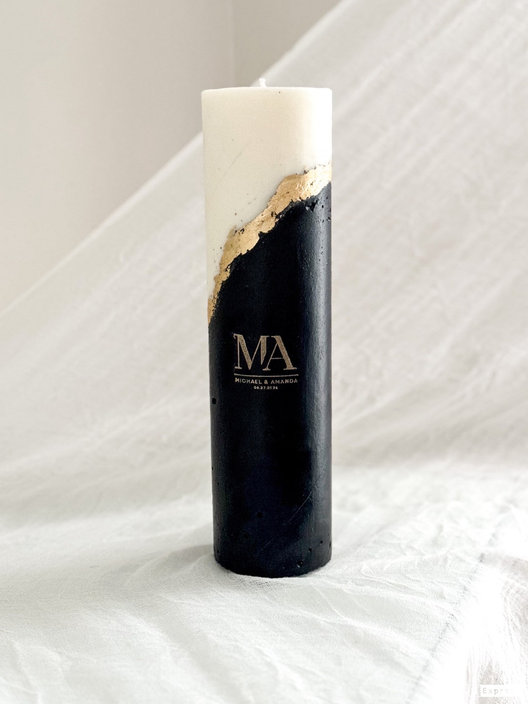 Custom BLACK & WHITE Unity Candle 11” Black and White Wedding Ceremony ...