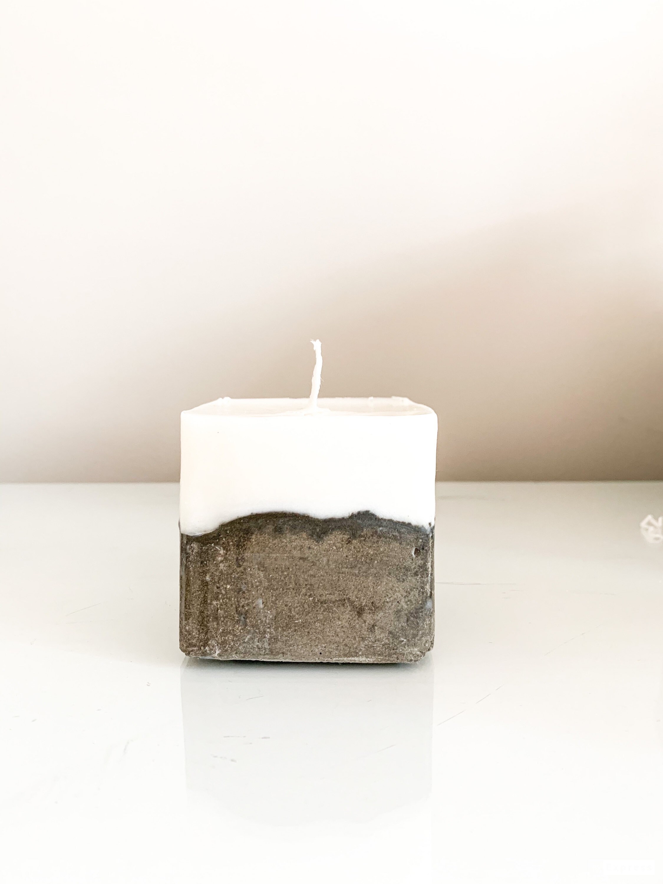 Hand Crafted Natural Grey Cement / Concrete Square Organic Soy - Etsy
