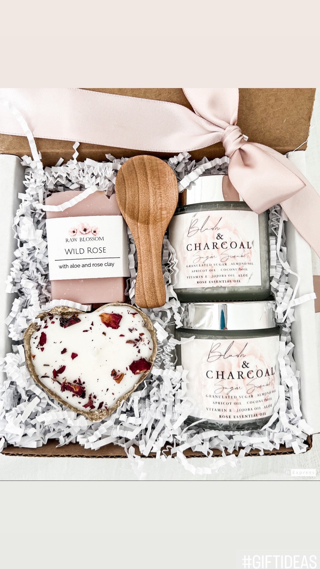 Valentine Gift Set Artisan Soap Sugar Scrub Heart Candle Gift Box Rose ...