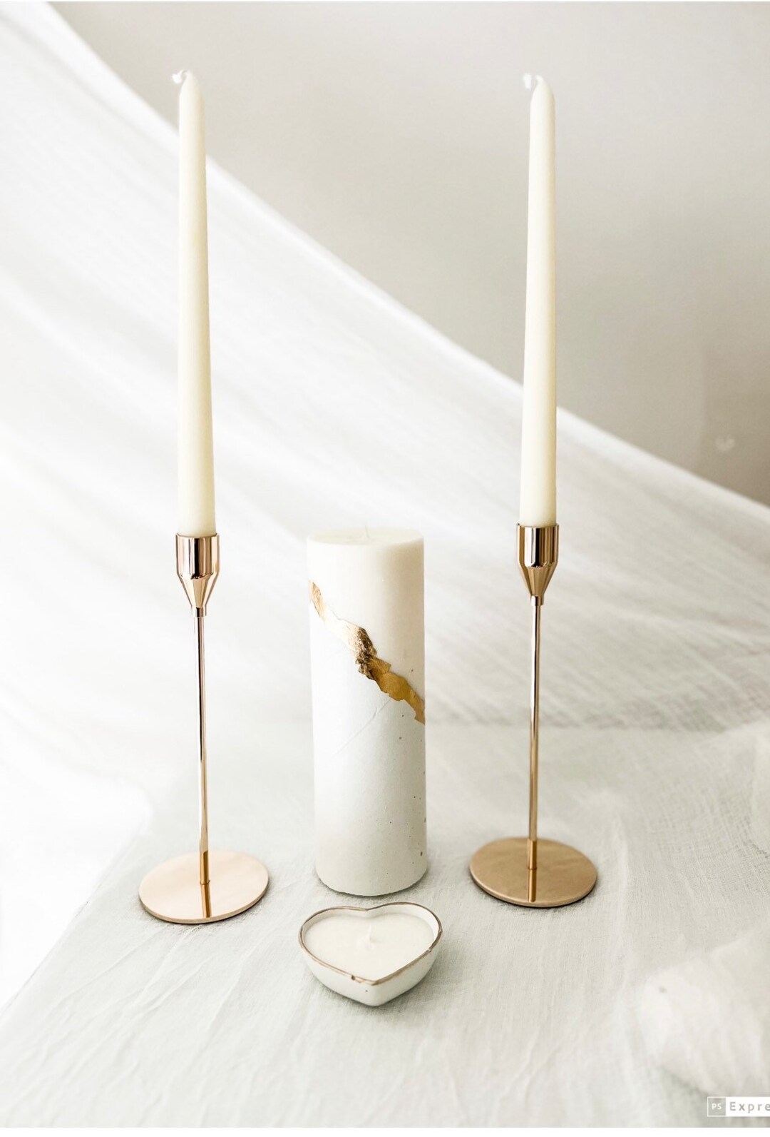 Minimilistic Unity Candle Set, 8” / 6 Piece Set. Wedding Candle, Modern ...
