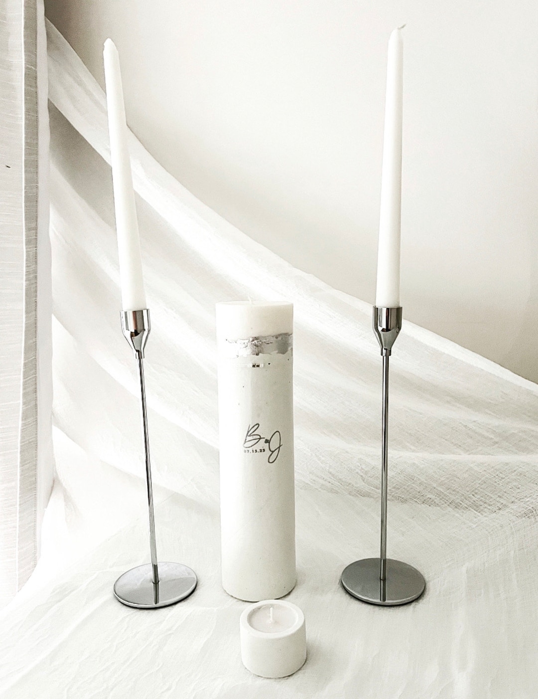 Personalized Wedding Unity Candle Set: Modern Ceremony Decor - Etsy