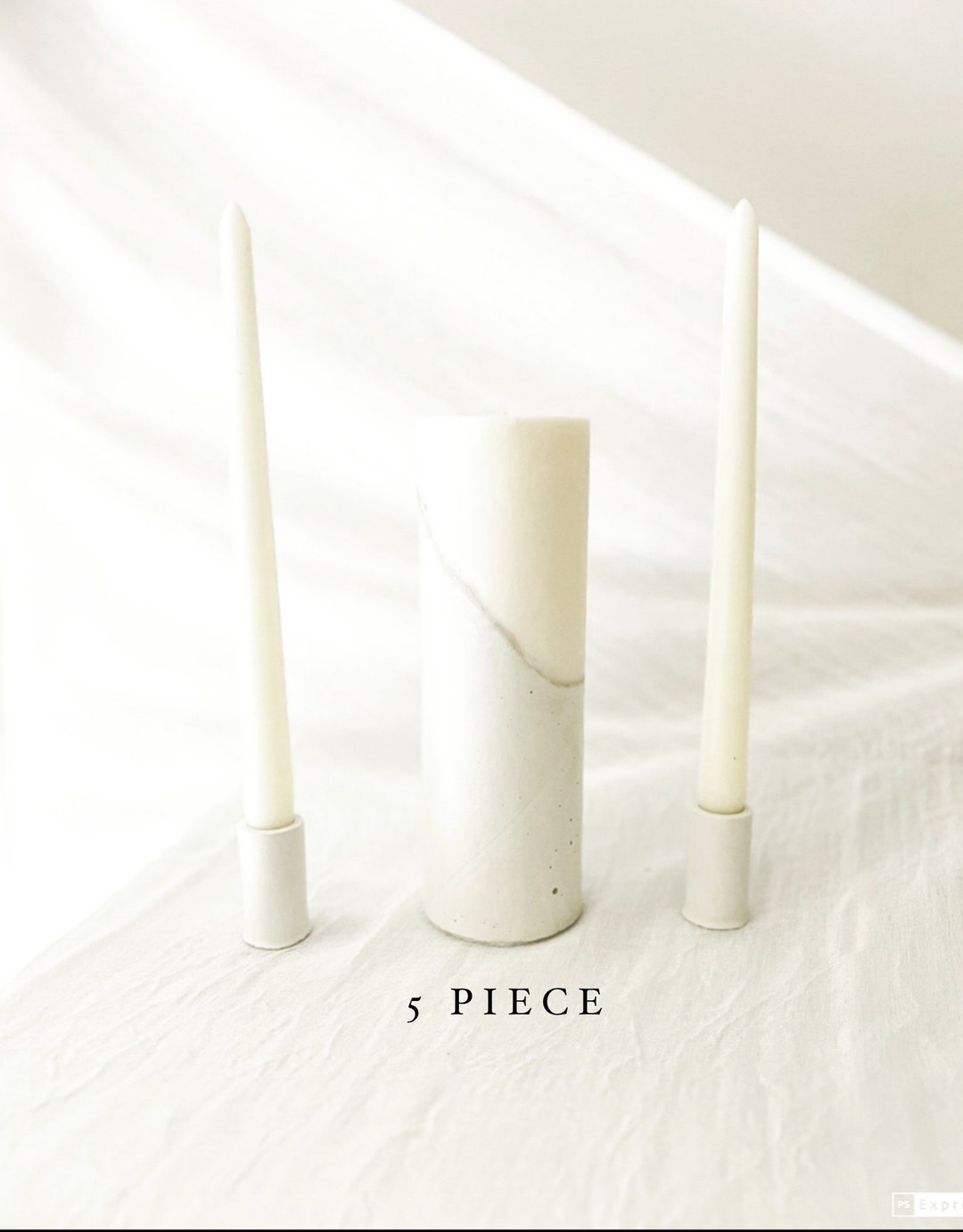 Minimalistic Unity Candle, 5 Piece Unity Candle Set 8 Wedding Ceremony ...