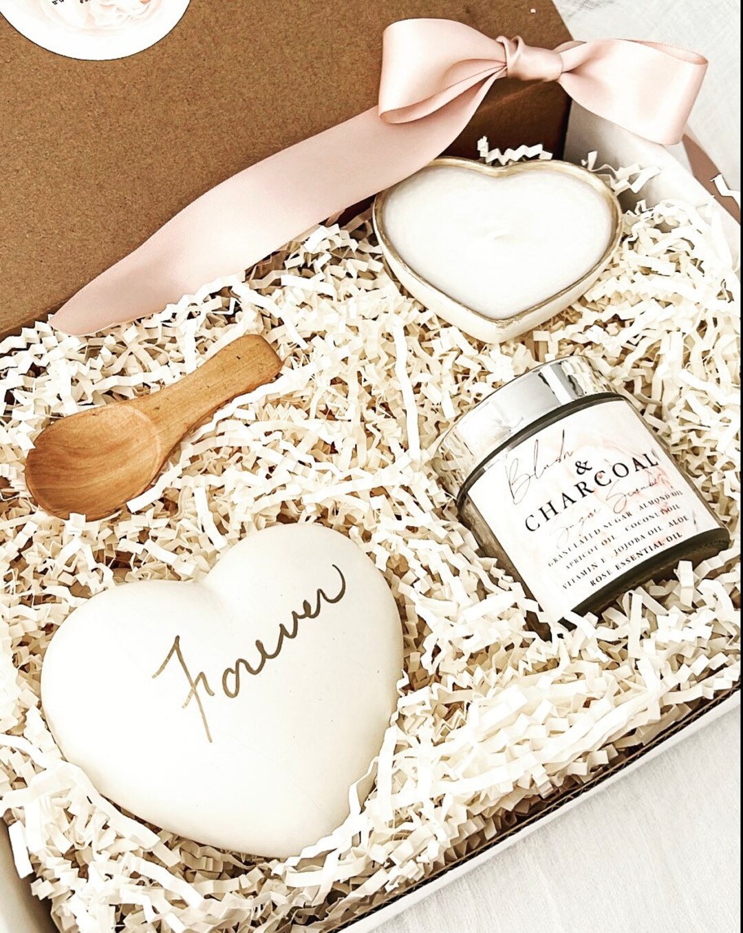 Valentine's Spa Gift Set: Heart Candle, Sugar Scrub & Cement Dish - Etsy