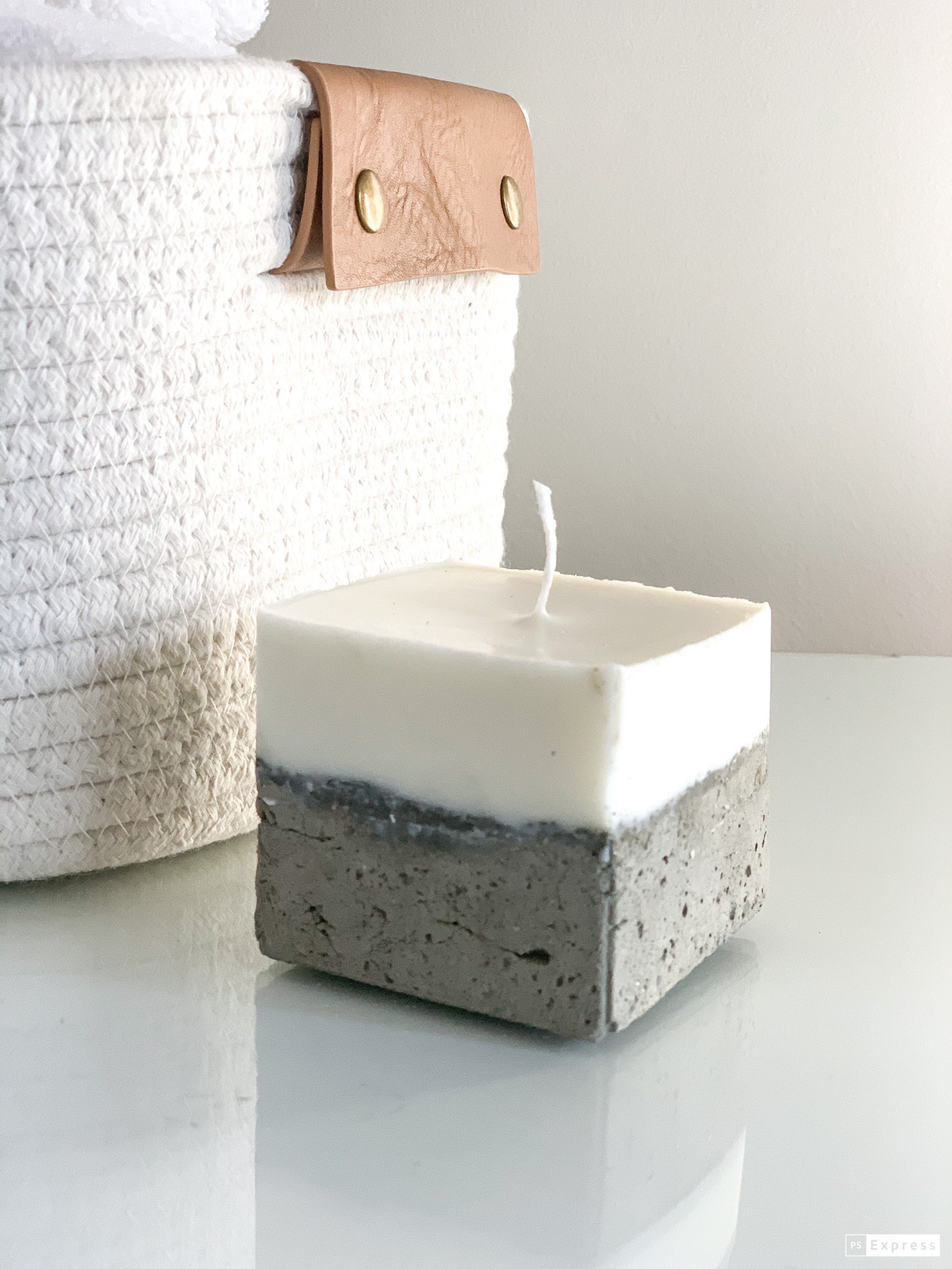Hand Crafted Natural Grey Cement / Concrete Square Organic Soy - Etsy