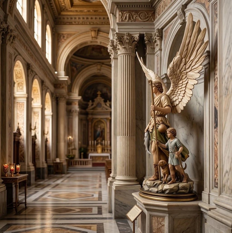 Archangel Raphael Statue – Healing Angel, Tobias, Dog, Traveler Patron ...