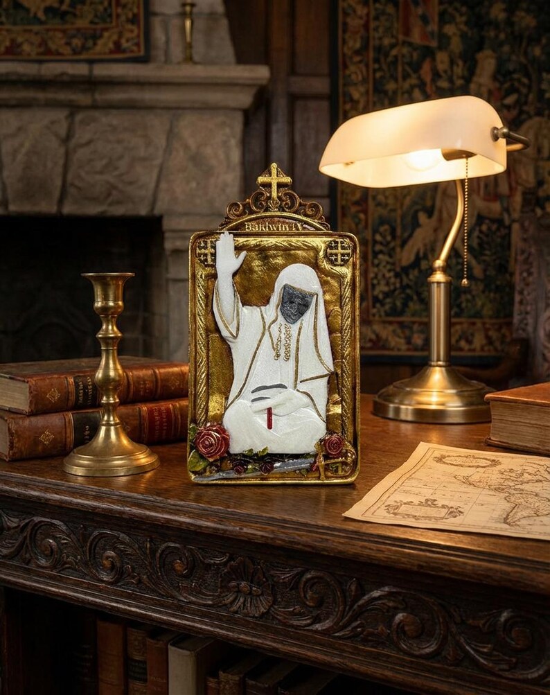 Handcrafted Baldwin IV Icon Card, Medieval Crusader Art - Etsy