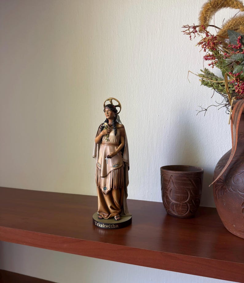 Saint Kateri Tekakwitha Statue – Hand-painted Native American Catholic ...