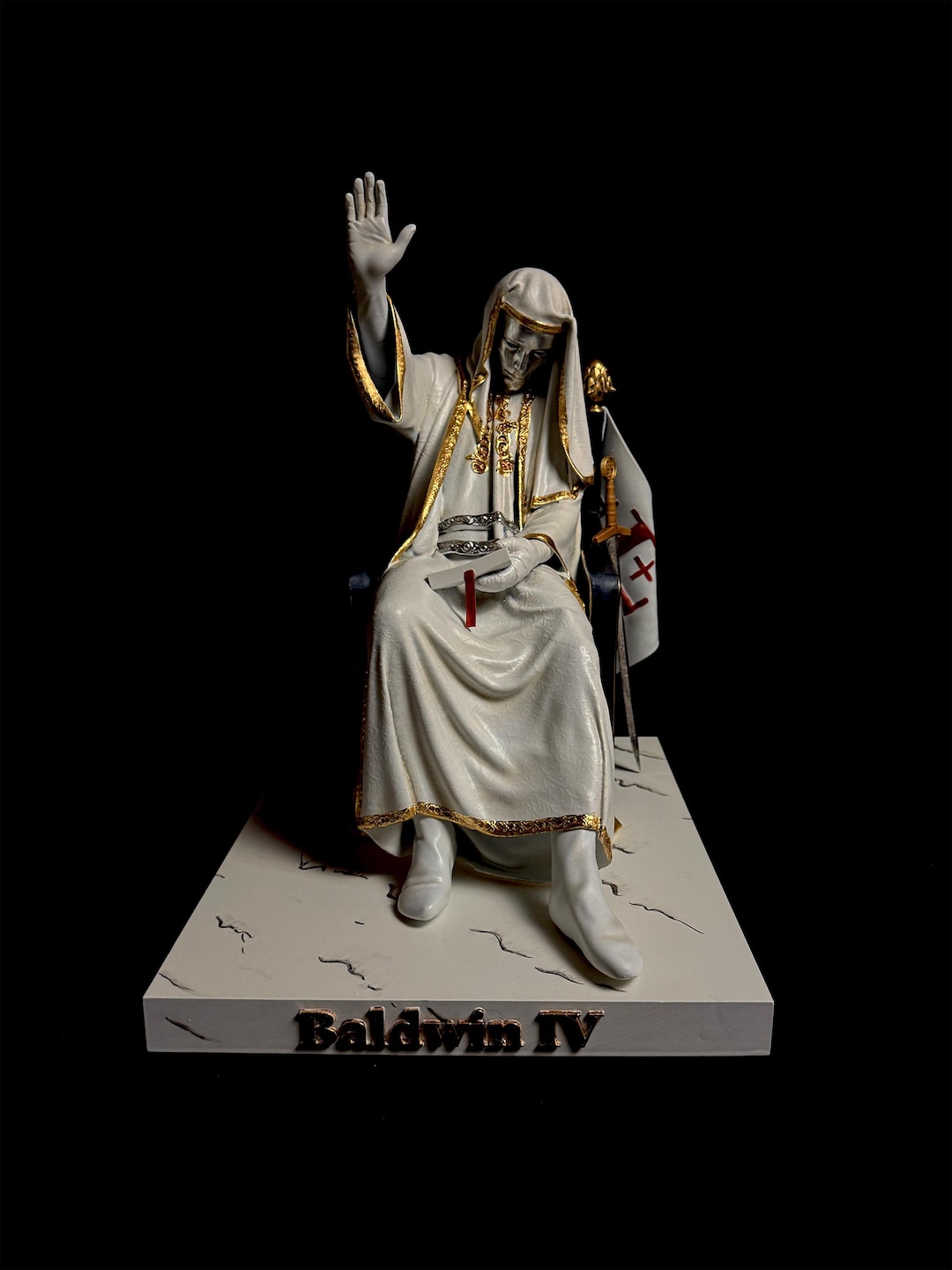 Baldwin IV Statue – Hand-painted Leper King of Jerusalem | Crusader ...