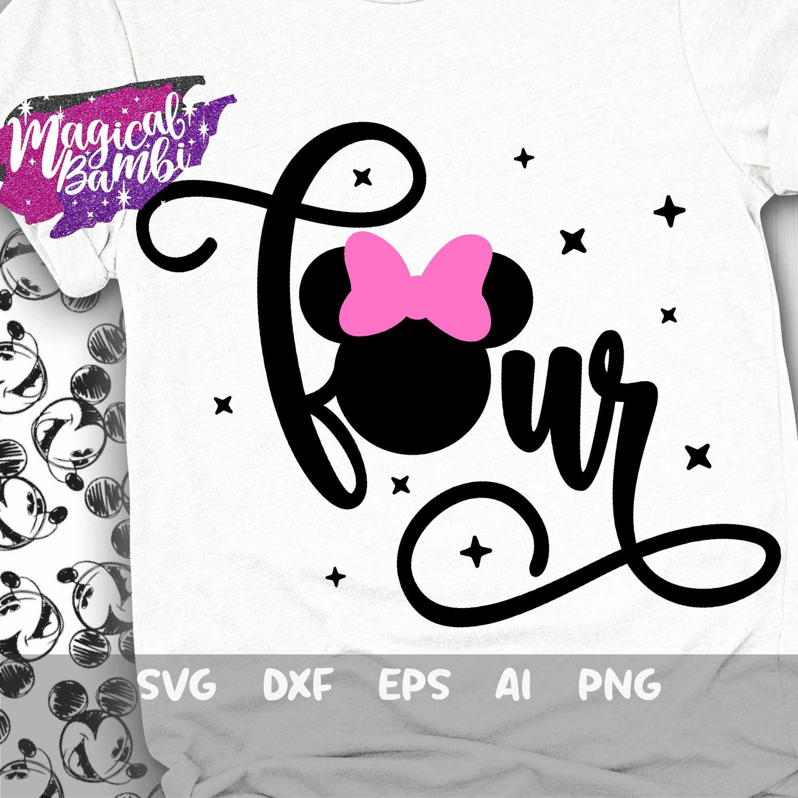Four Svg 4th Birthday Svg Birthday Princess Svg Mouse - Etsy