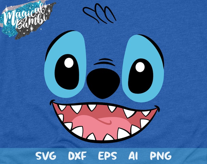 Stitch_face_smiling_lilo_and_stitch Svg Dxf Eps Pdf Png, Cricut ...