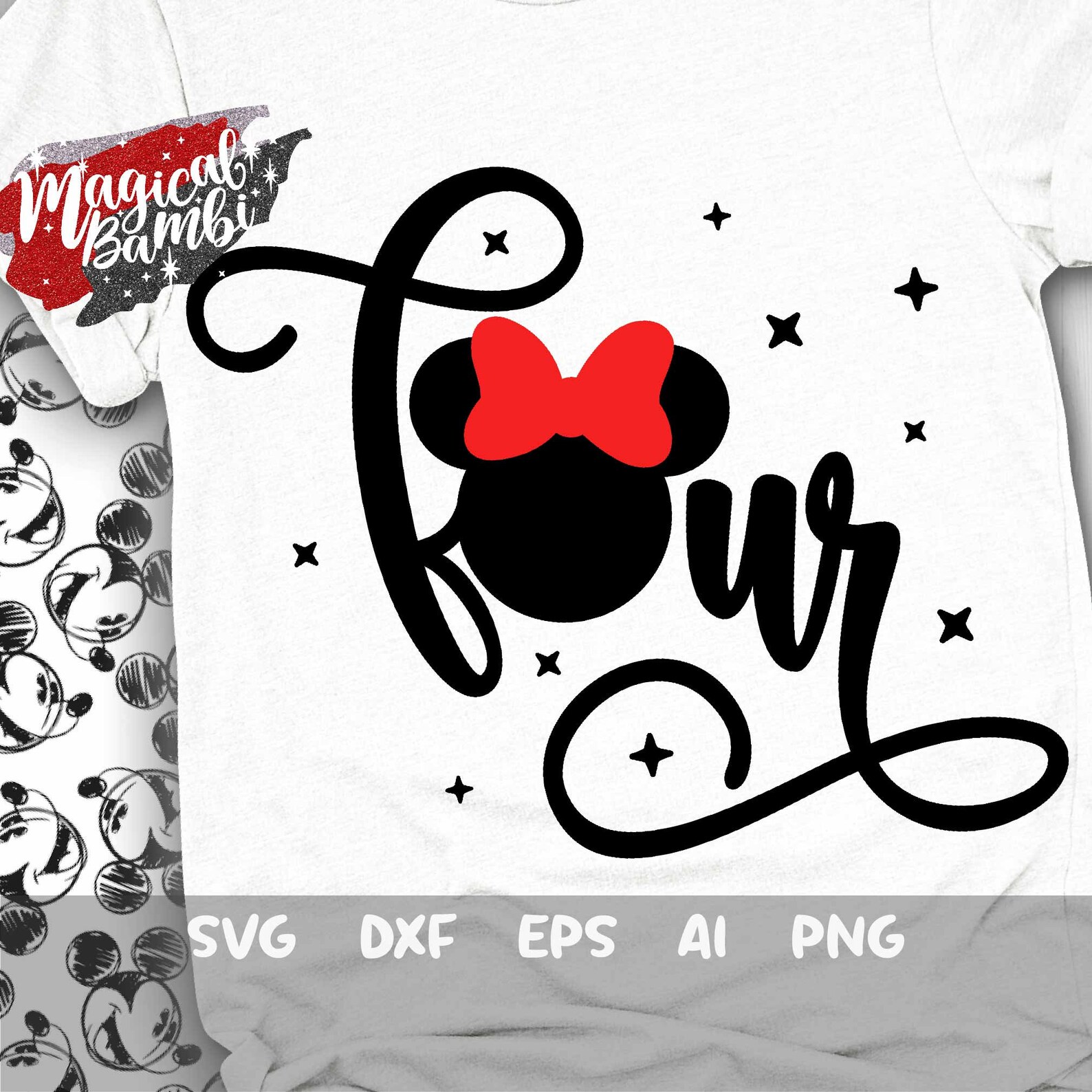 Four Svg 4th Birthday Svg Birthday Princess Svg Mouse | Etsy