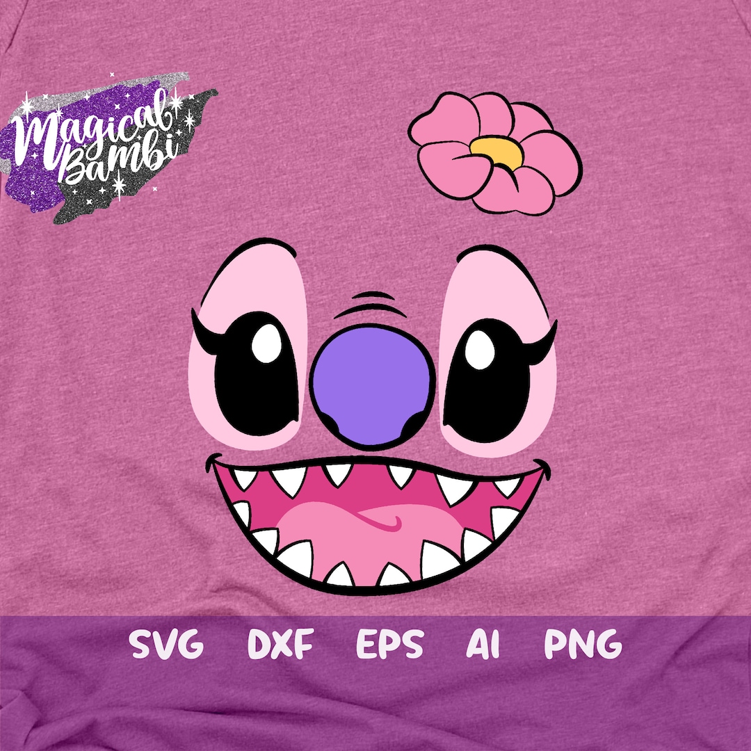 Stitch Angel Face SVG, Stitch Girl Face Svg, Angel Face Design, Dxf ...