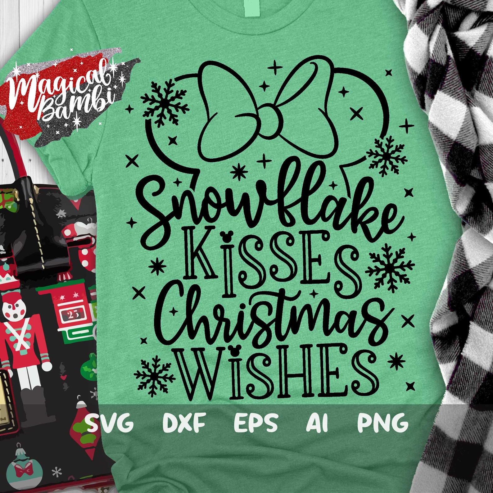 Snowflake Kisses Christmas Wishes SVG Merry Christmas SVG - Etsy