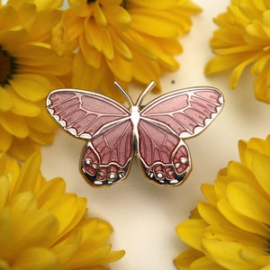 Dusty Pink Amber Phantom Butterfly Enamel Pin Translucent Patches ...