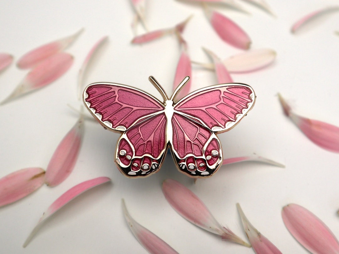 Pink Amber Phantom Butterfly Enamel Pin Translucent Patches & Pins Pins ...
