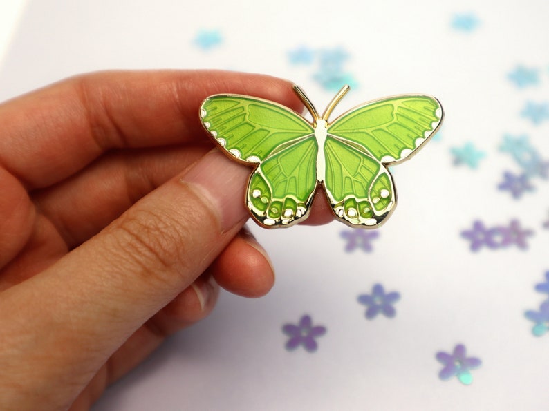 Leaf Green Amber Phantom Haetera Piera Butterfly Enamel Pin - Etsy