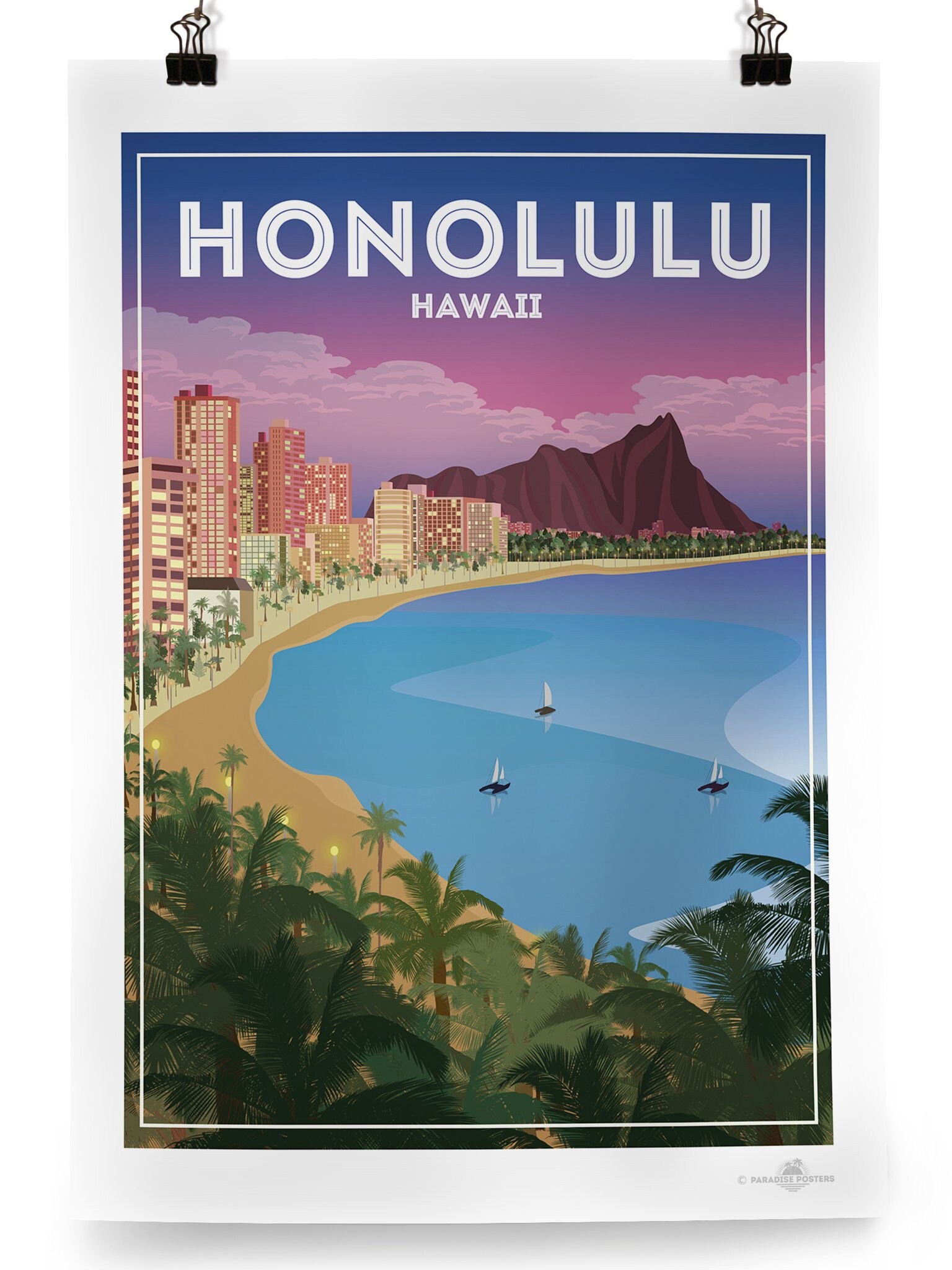 Honolulu Hawaii Poster Print - Etsy