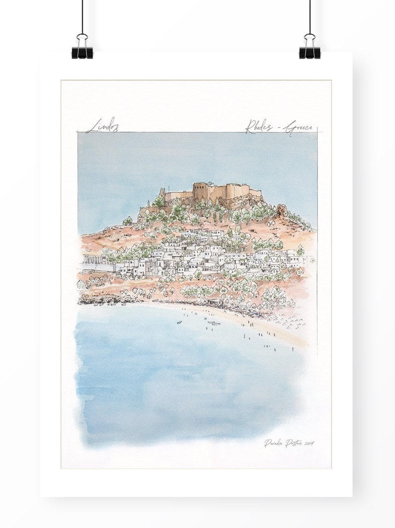 Lindos Rhodes Greece Poster Print - Etsy